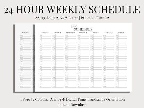 24 Hour Time Chart Template