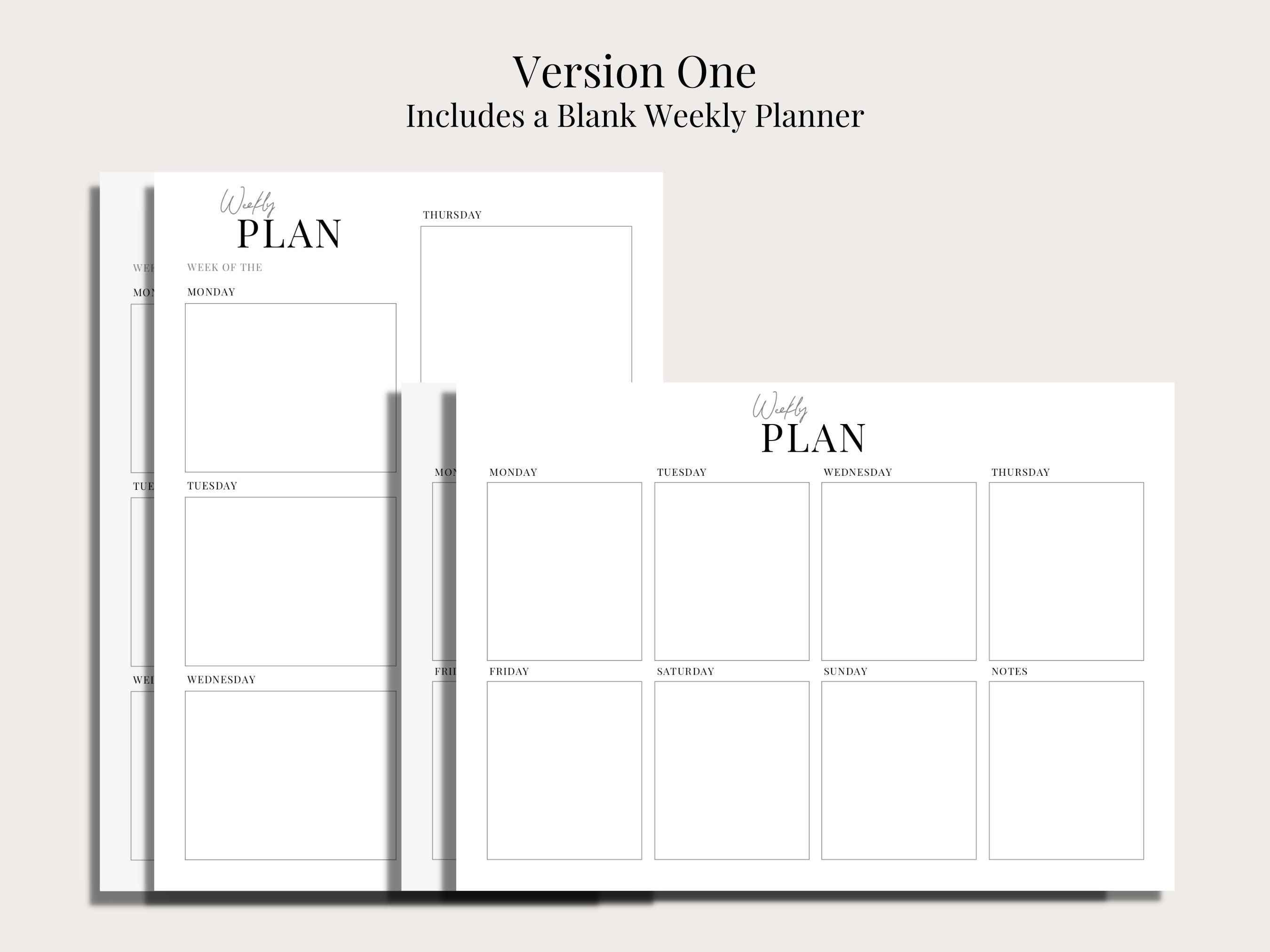 Weekly Planner, Portrait, Landscape, Printable, 2 Versions, Weekly ...