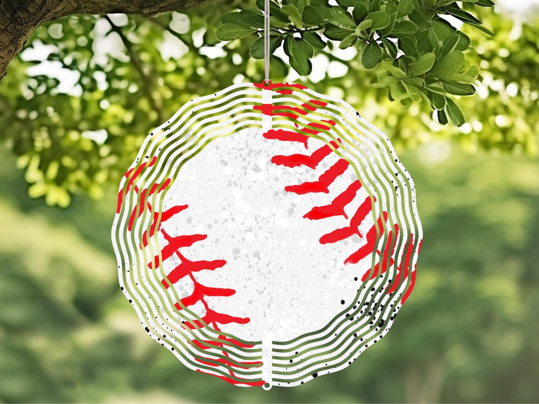 Baseball Handcrafted Wind Spinner With Crystal Pendant - Outdoor Garden ...