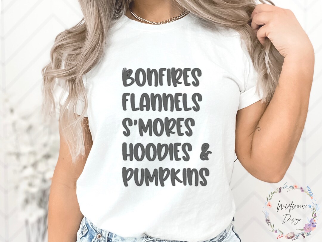 Bonfires Flannels S'mores Hoodies and Pumkins Fall Graphic Tee - Etsy