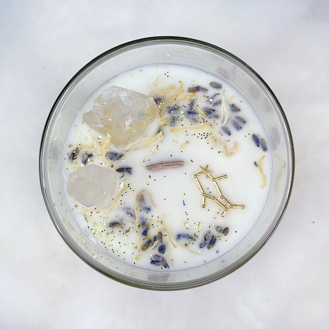 Celestial Bliss: Gemini Zodiac Crystal Candle Embrace Your Dual Nature With This Enchanting ...