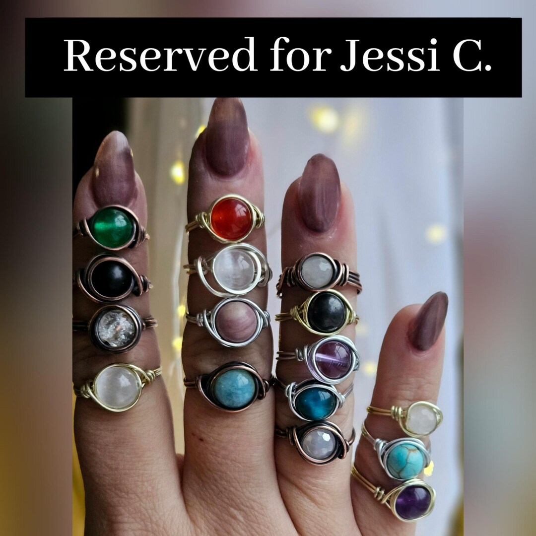 Simple Wire Wrap Ring, Stackable Vintage Rings, Crystal Jewelry, Boho ...