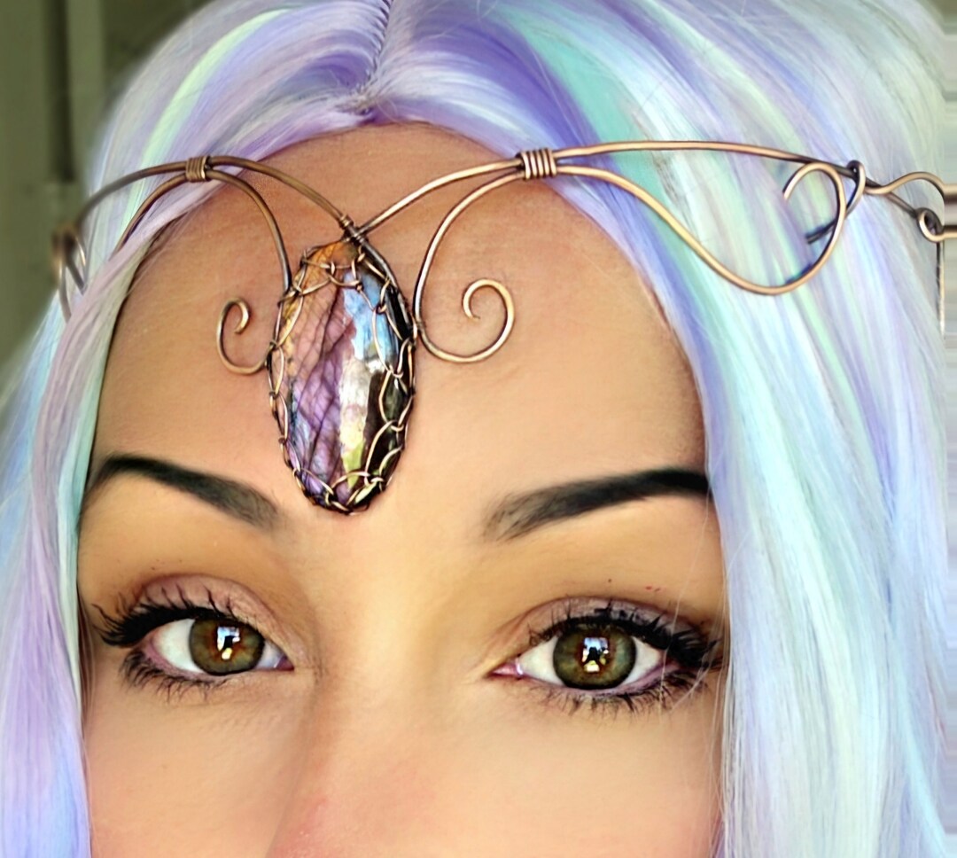 Gemstone Fairy Crown, Whimsical Elvyn Tiara, Third Eye Meditation Stone ...