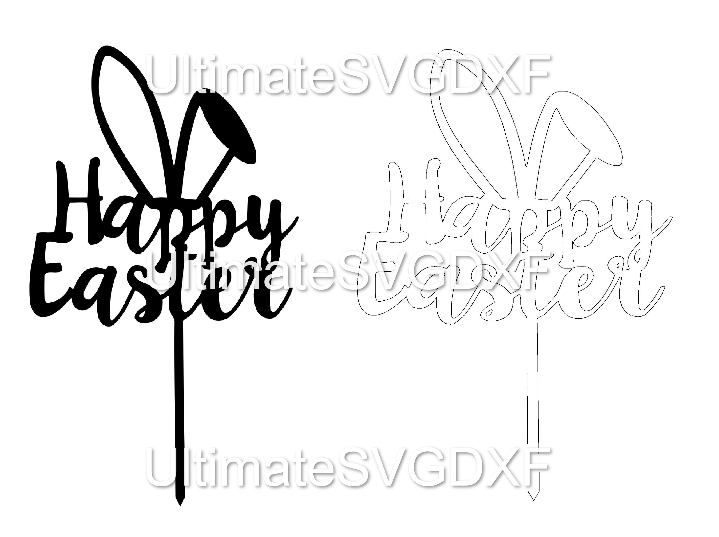 Happy Easter Cake Topper PNG SVG DXF, Instant Digital Download, Easter ...