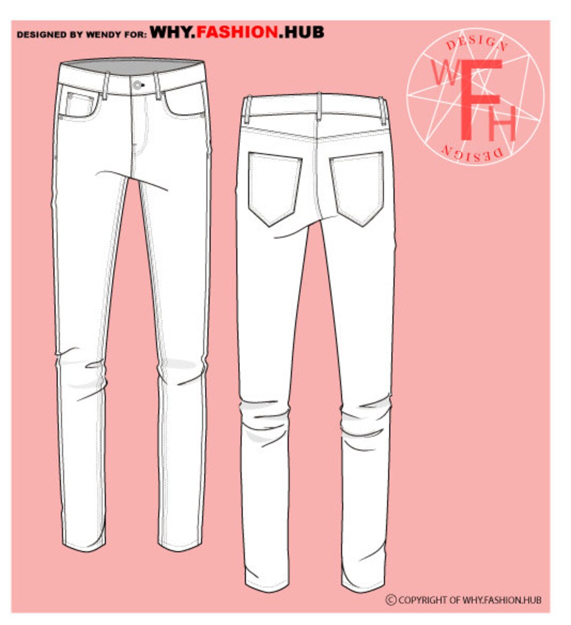 Womens Denim Basic 7 Styles Vector Flat Sketches - Etsy