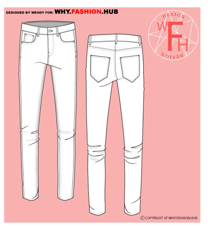 Womens Denim Basic 7 Styles Vector Flat Sketches - Etsy