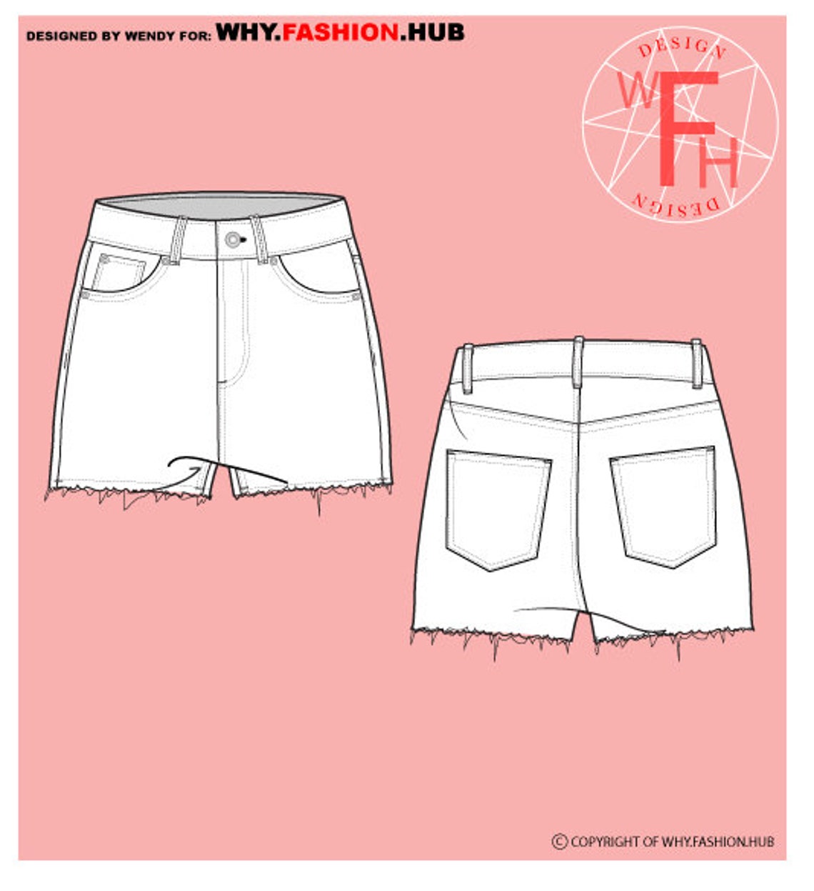 Womens Denim Basic 7 Styles Vector Flat Sketches - Etsy