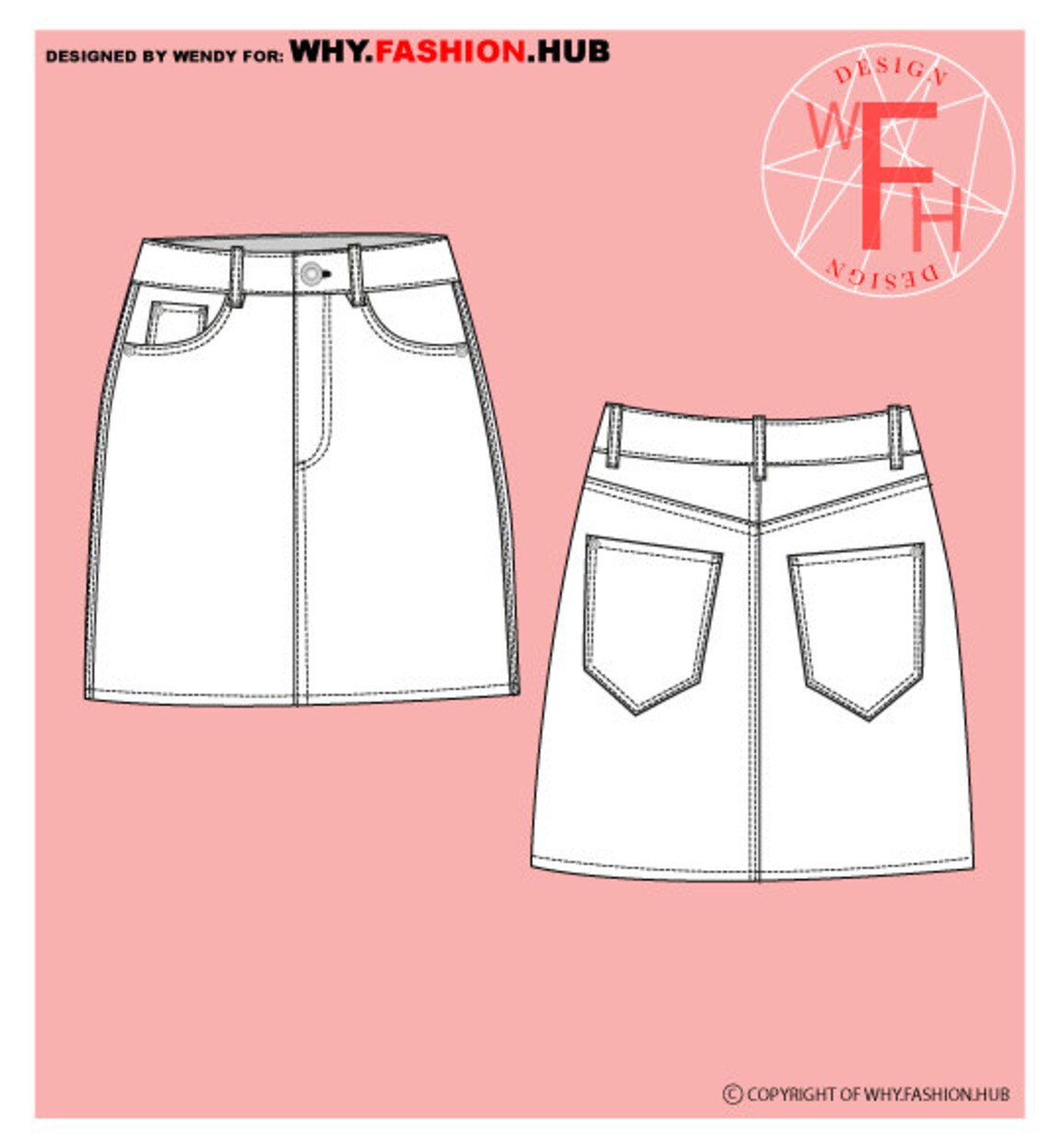 Womens Denim Basic 7 Styles Vector Flat Sketches - Etsy