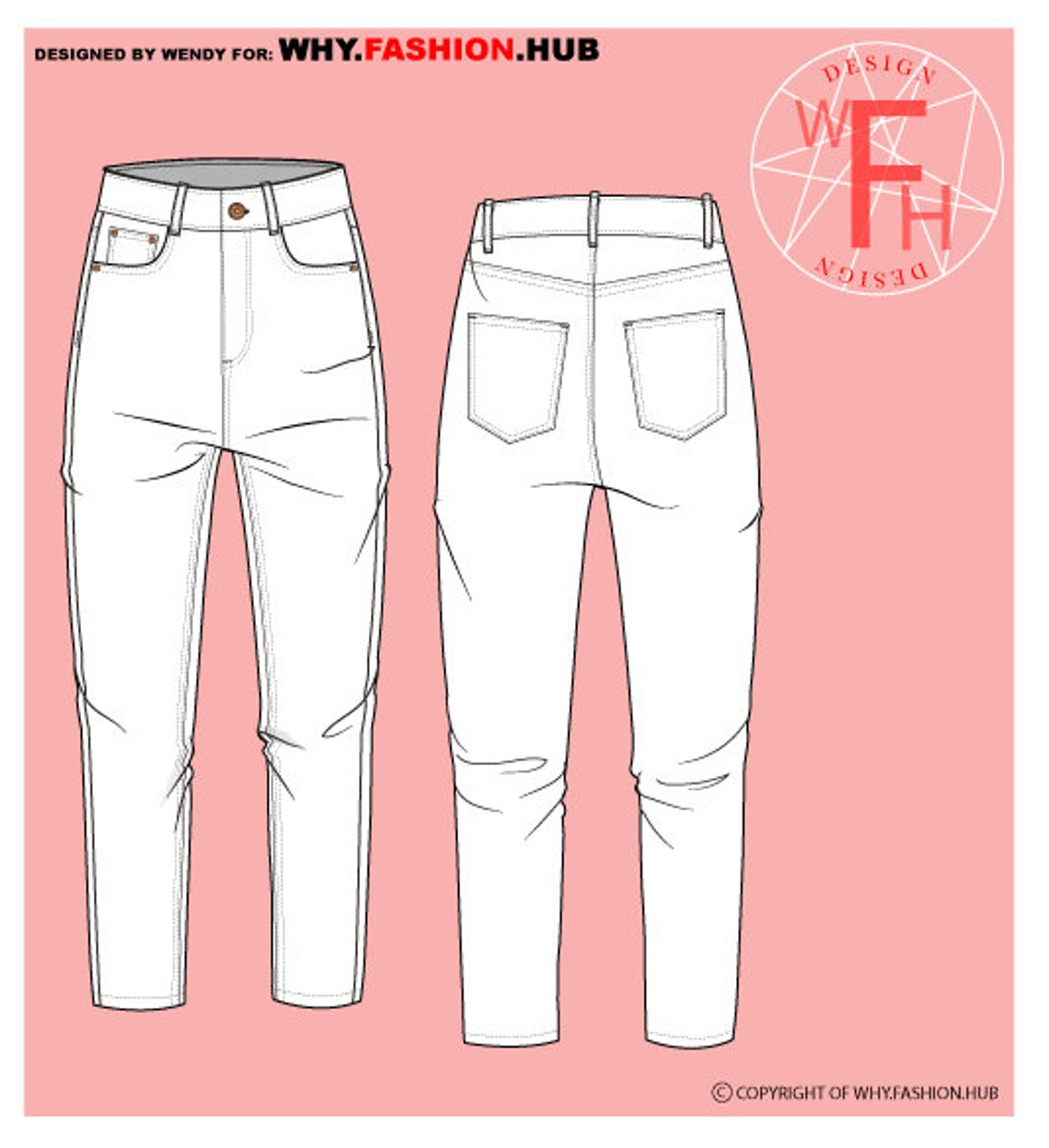 Womens Denim Basic 7 Styles Vector Flat Sketches - Etsy