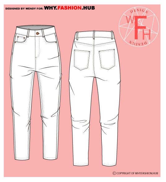 Womens Denim Basic 7 Styles Vector Flat Sketches - Etsy