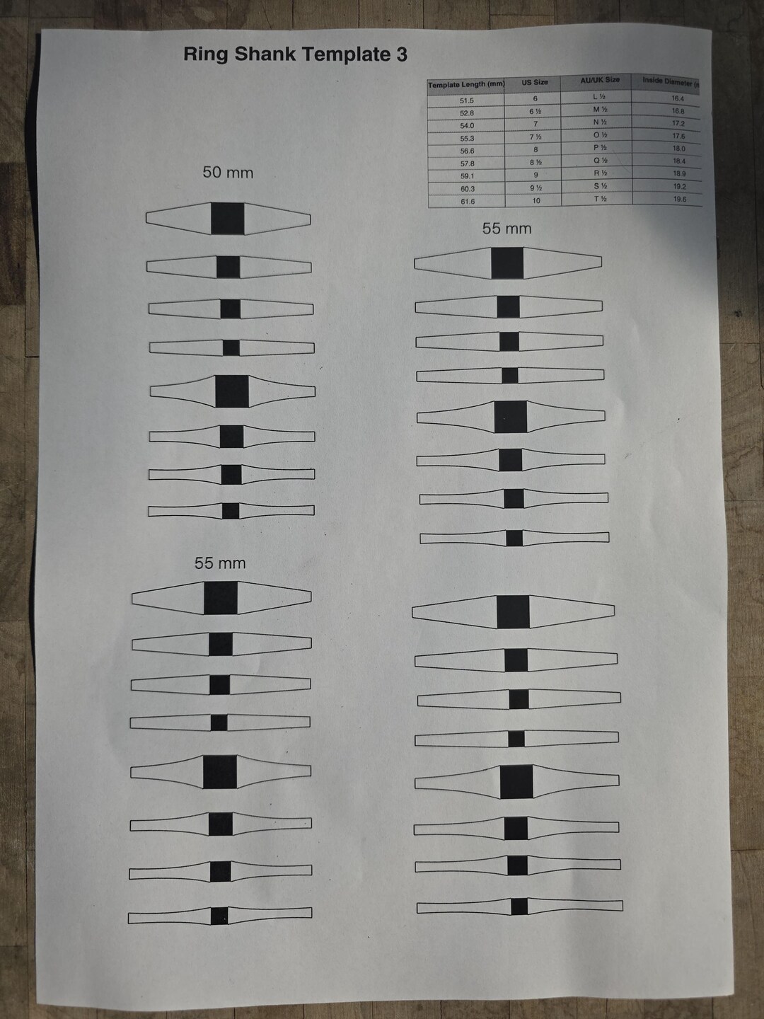 Ring Shank Template, Square Saddle Band, Silversmith Printable Guide ...
