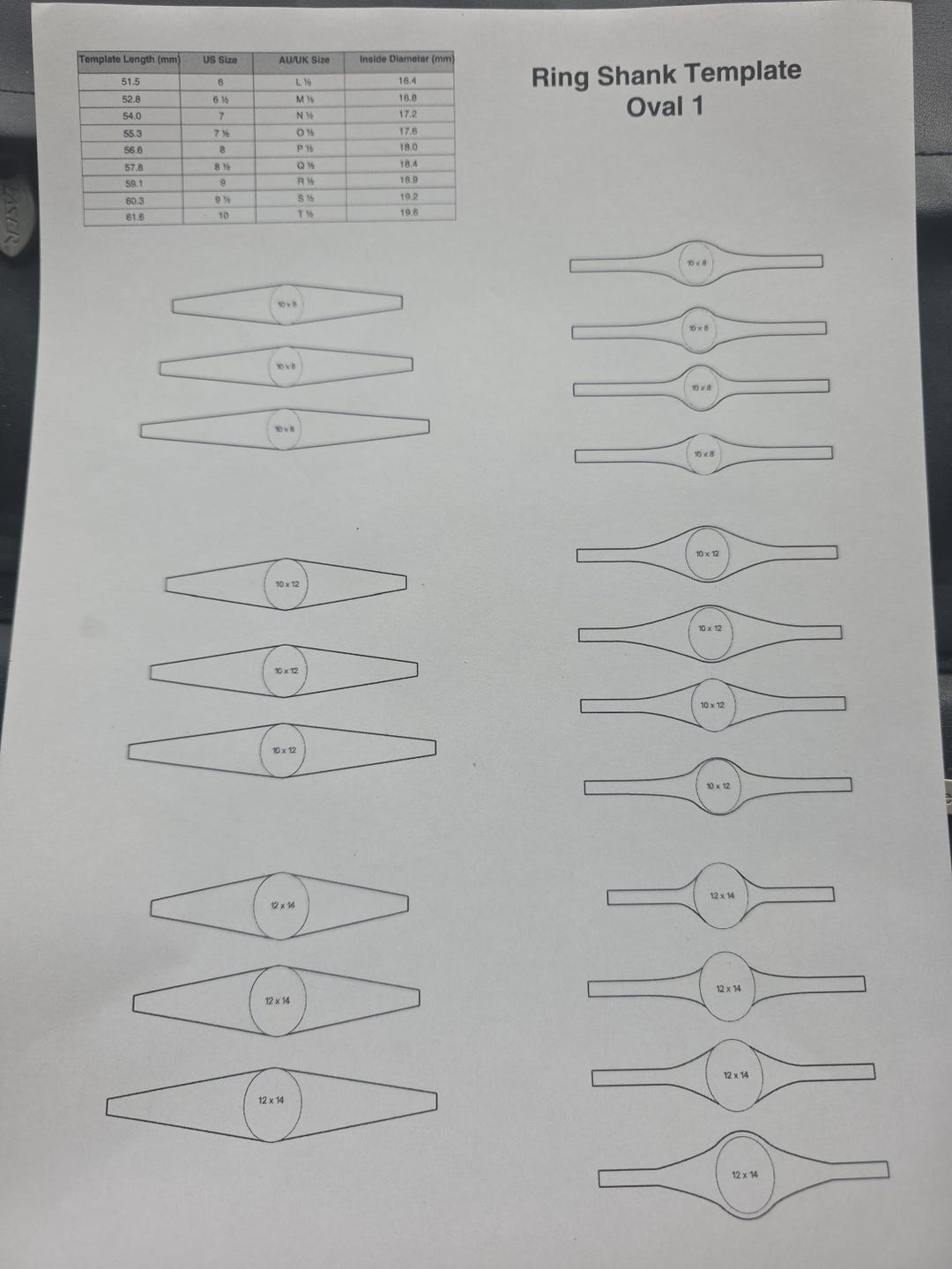 Ring Shank Template, Oval Saddle Band, Silversmith Printable Guide ...