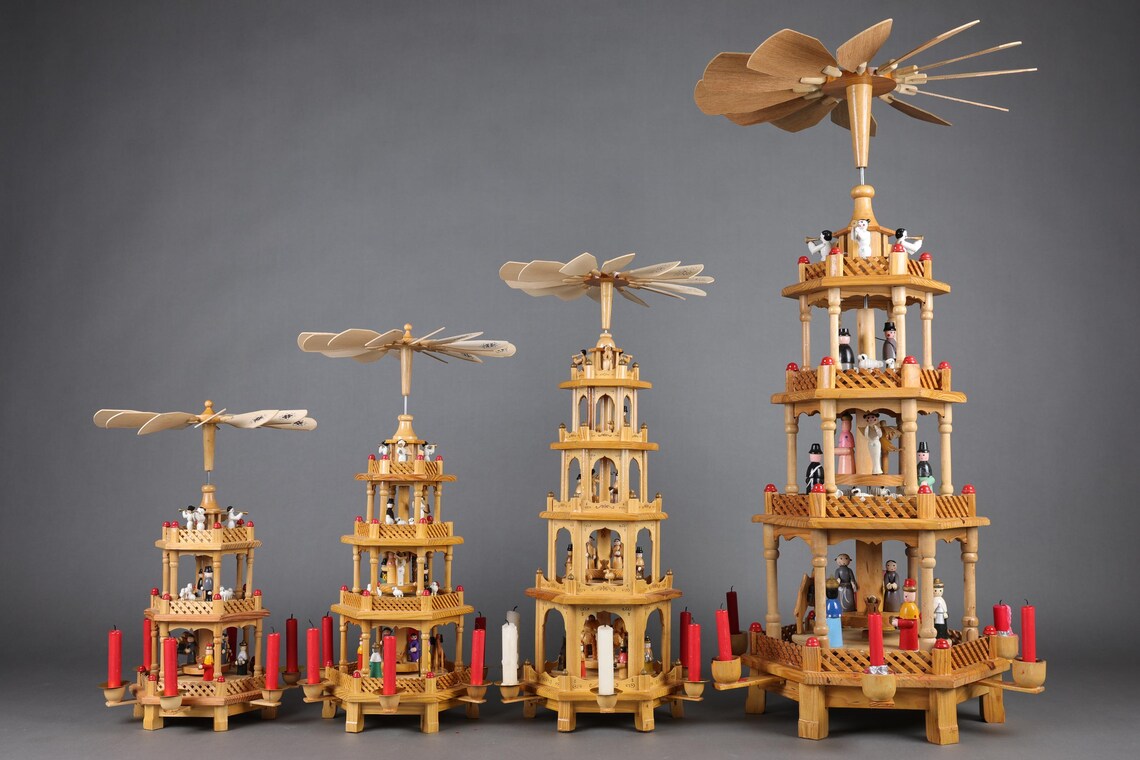 Vintage German Christmas Pyramid: Erzgebirge Wooden Candle Carousel - Etsy