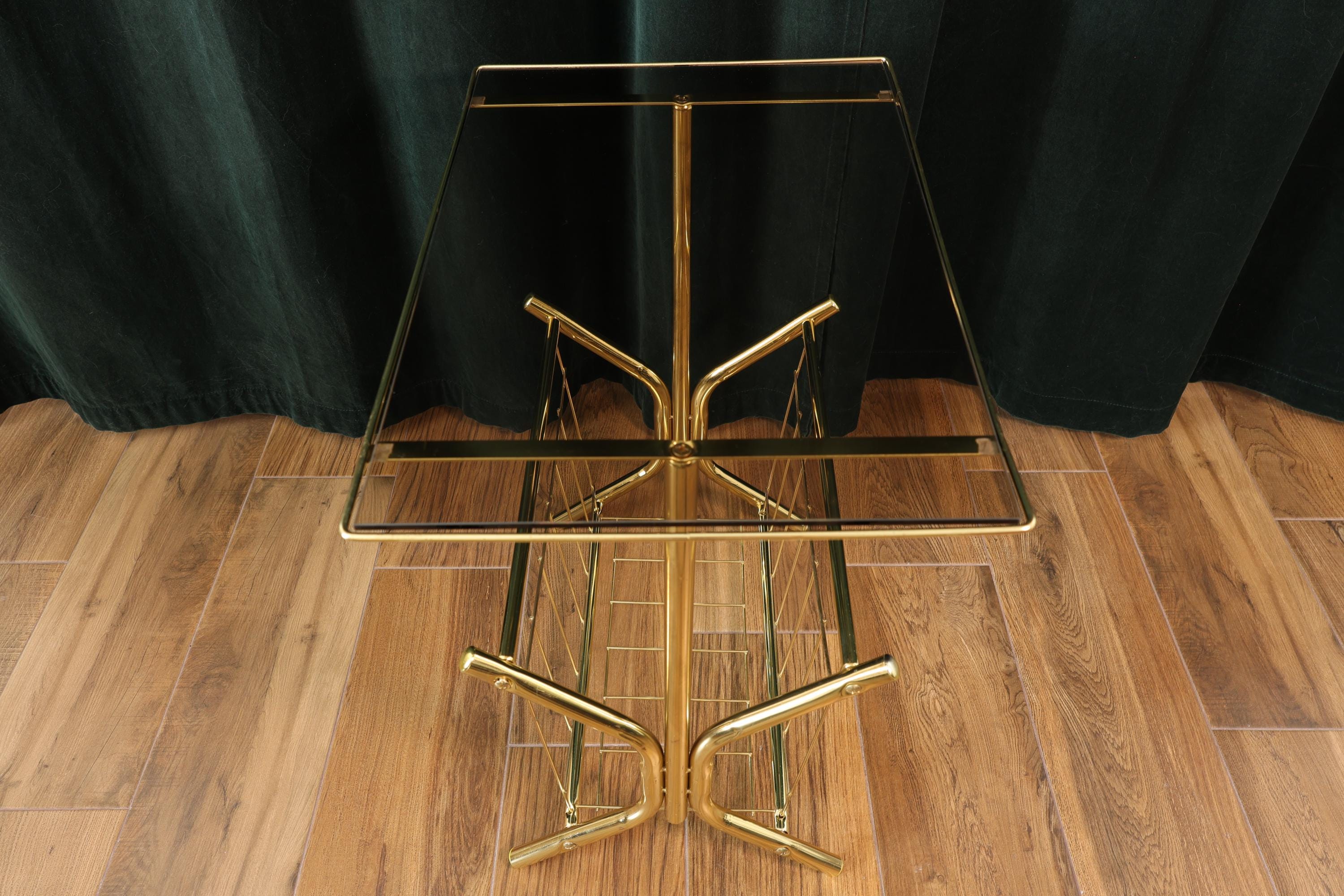 Vintage Gold Magazine Rack Table With Glass Side Table for Living Room ...