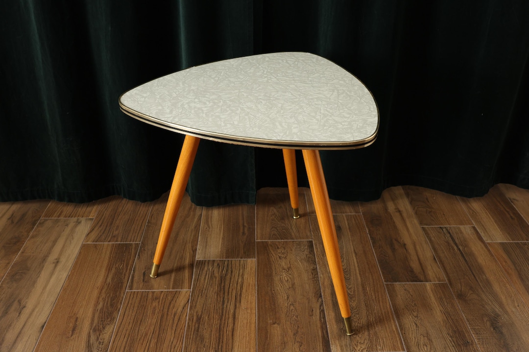 Vintage Mid Century Modern Triangle Coffee Table Retro Furniture Piece Small Space Decor Wood ...