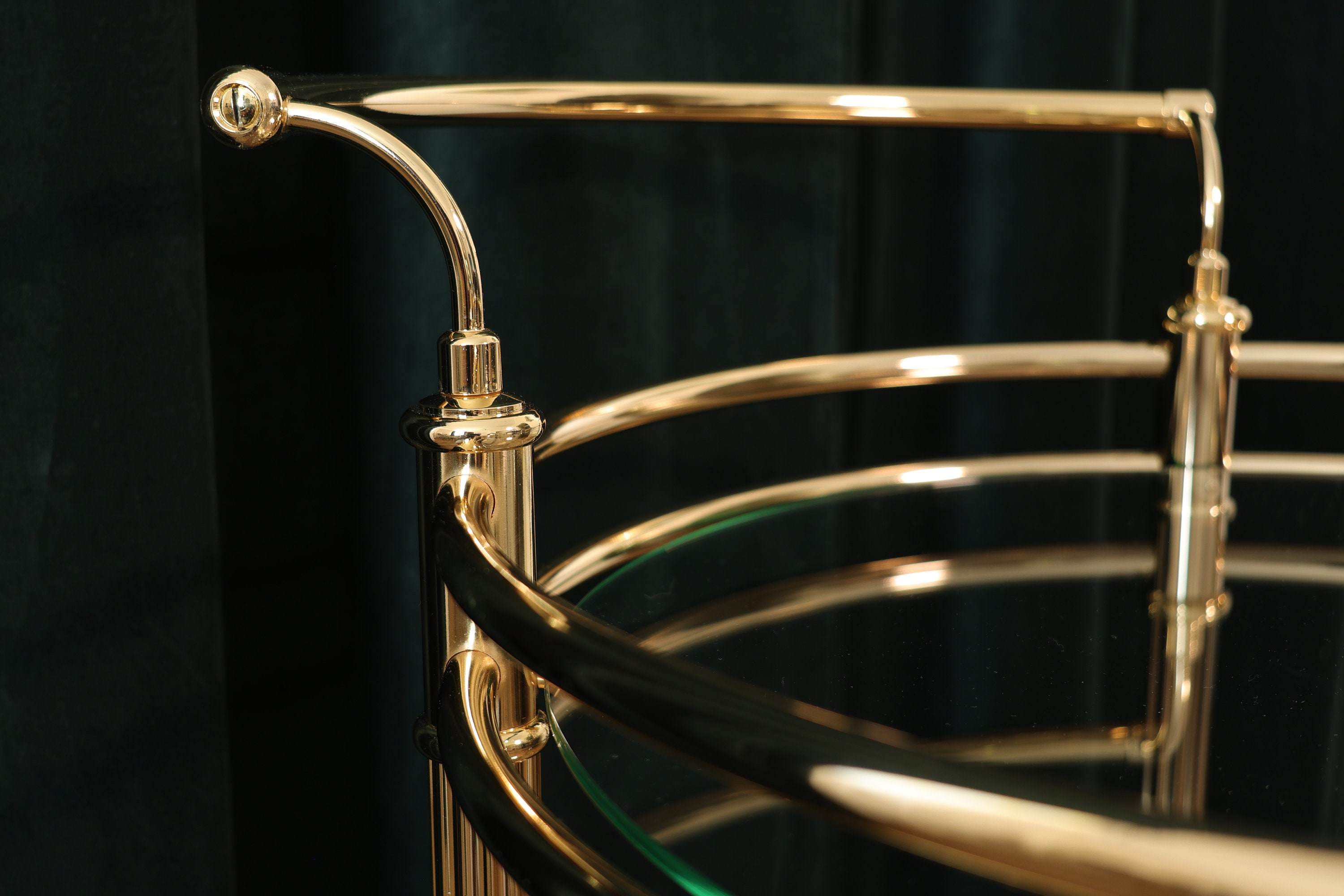 Vintage Gold Bar Cart With Glass Shelves Hollywood Regency Style Bar ...