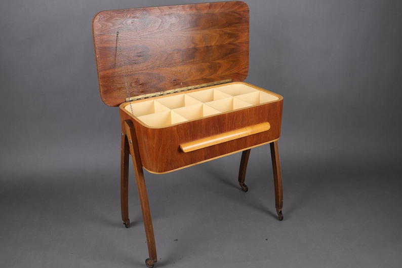 Mid-century Modern Sewing Box: Vintage Wooden Storage Cabinet - Etsy
