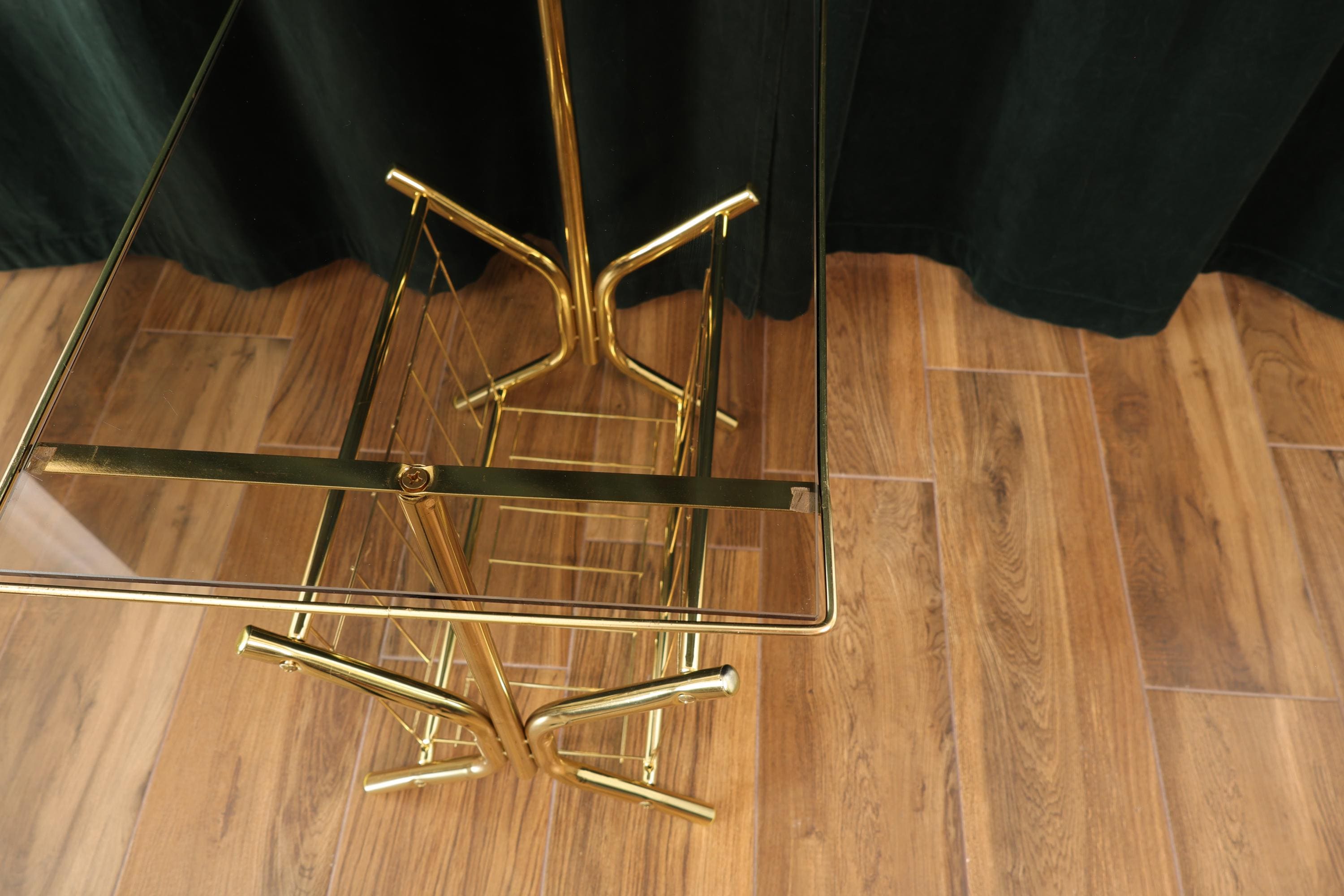 Vintage Gold Magazine Rack Table With Glass Side Table for Living Room ...