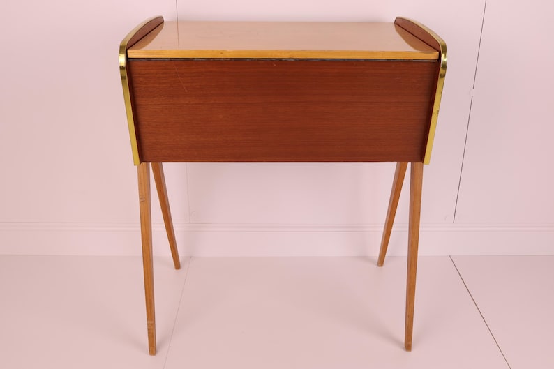 Mid-century Modern Sewing Box Vintage Wooden Storage Cabinet With ...