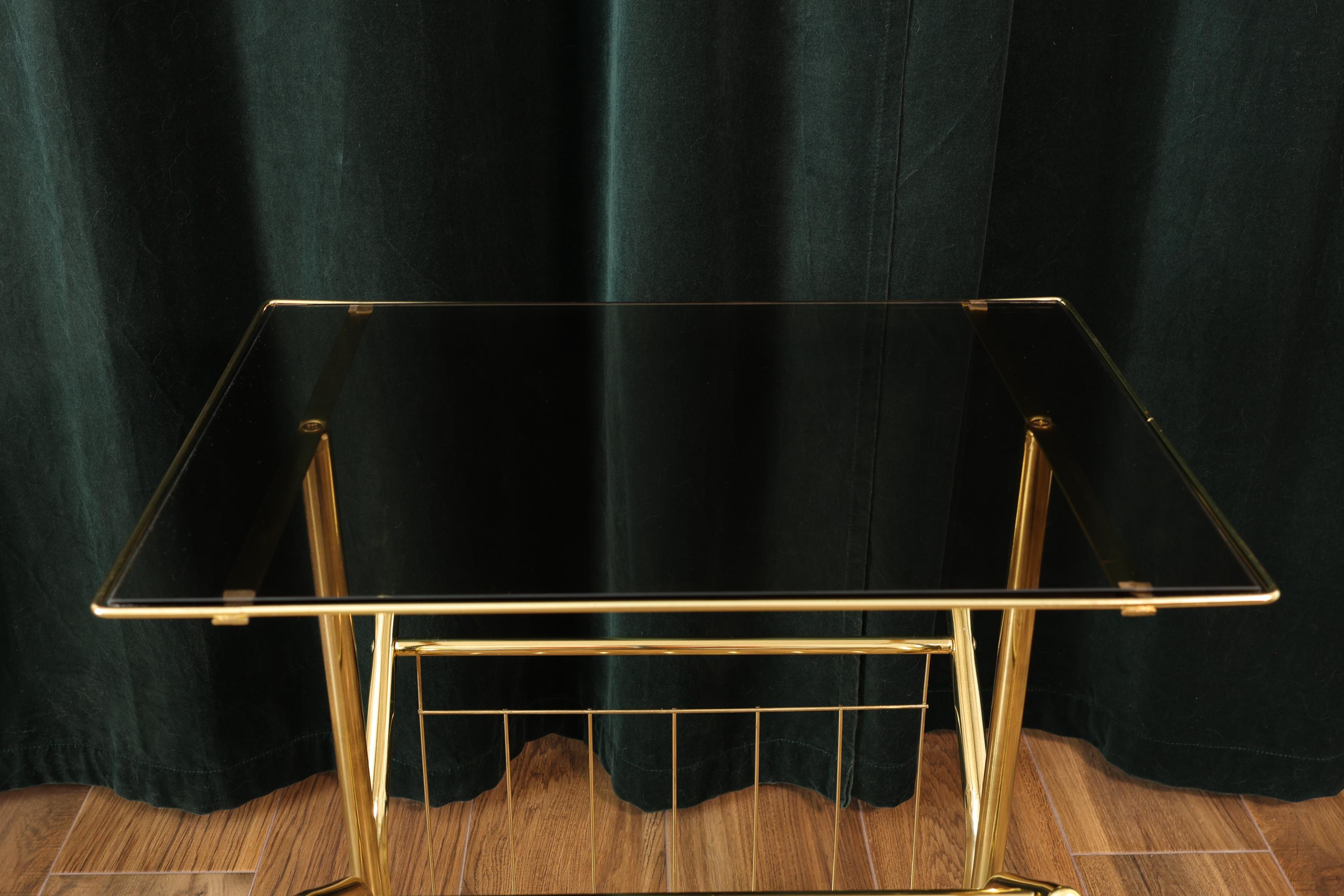 Vintage Gold Magazine Rack Table With Glass Side Table for Living Room ...