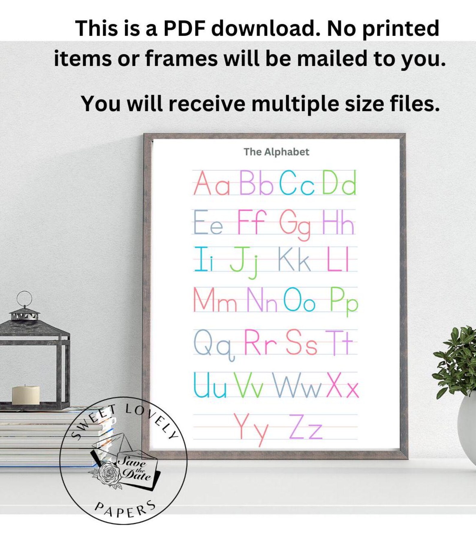 Rainbow Alphabet Poster, Educational Wall Art Printable, Handwriting ...