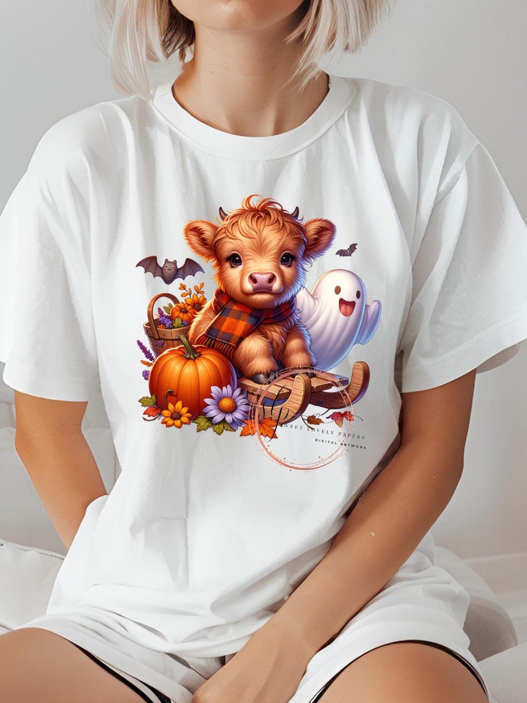 Cute Fall Highland Cow Ghost PNG Spooky Season Boo Ghost Sublimation ...