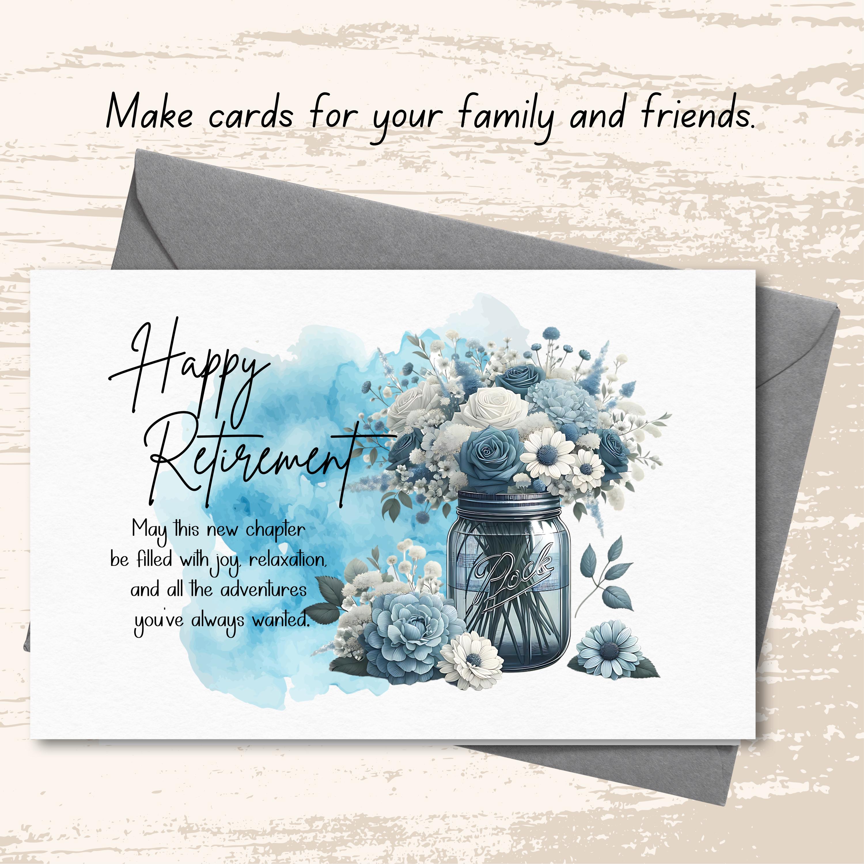 Happy Retirement Clipart Sublimation Graphics, Instant Download, Blue ...