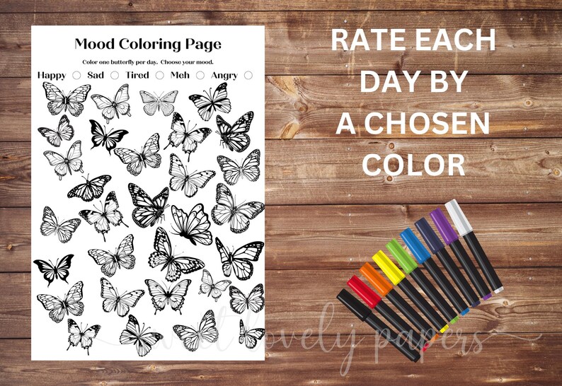Mood Tracker Coloring Page PRINTABLE Monthly Mood Tracker Journal Page ...