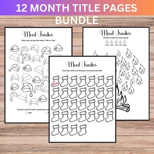 Mood Trackers Bundle, PRINTABLE Journal Pages, Two Sizes, Coloring ...