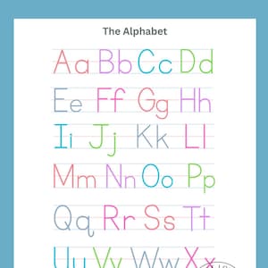 Rainbow Alphabet Poster, Educational Wall Art Printable, Handwriting ...