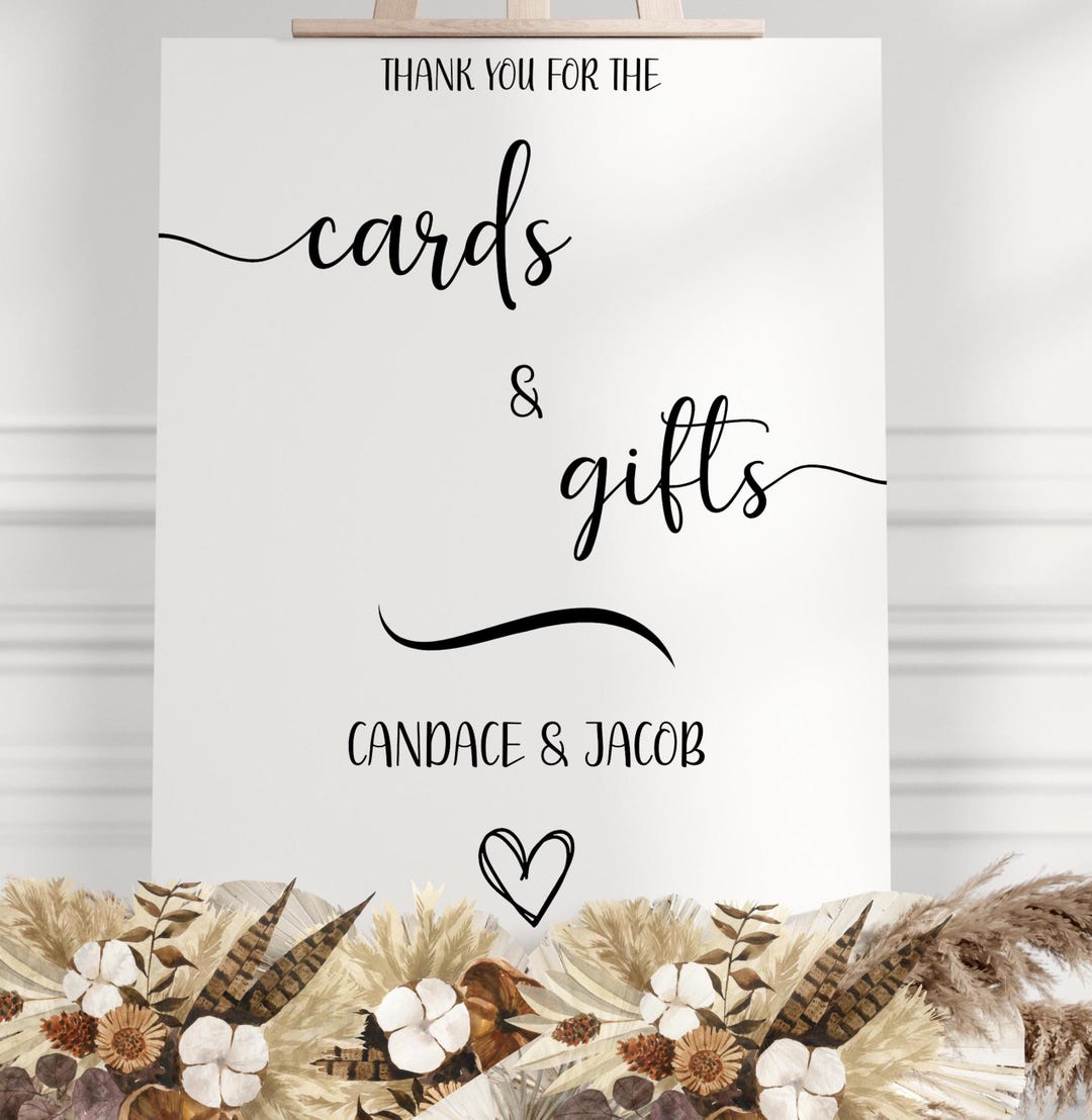 Cards and Gifts Sign Template Modern Editable Wedding Gifts Sign Bridal ...