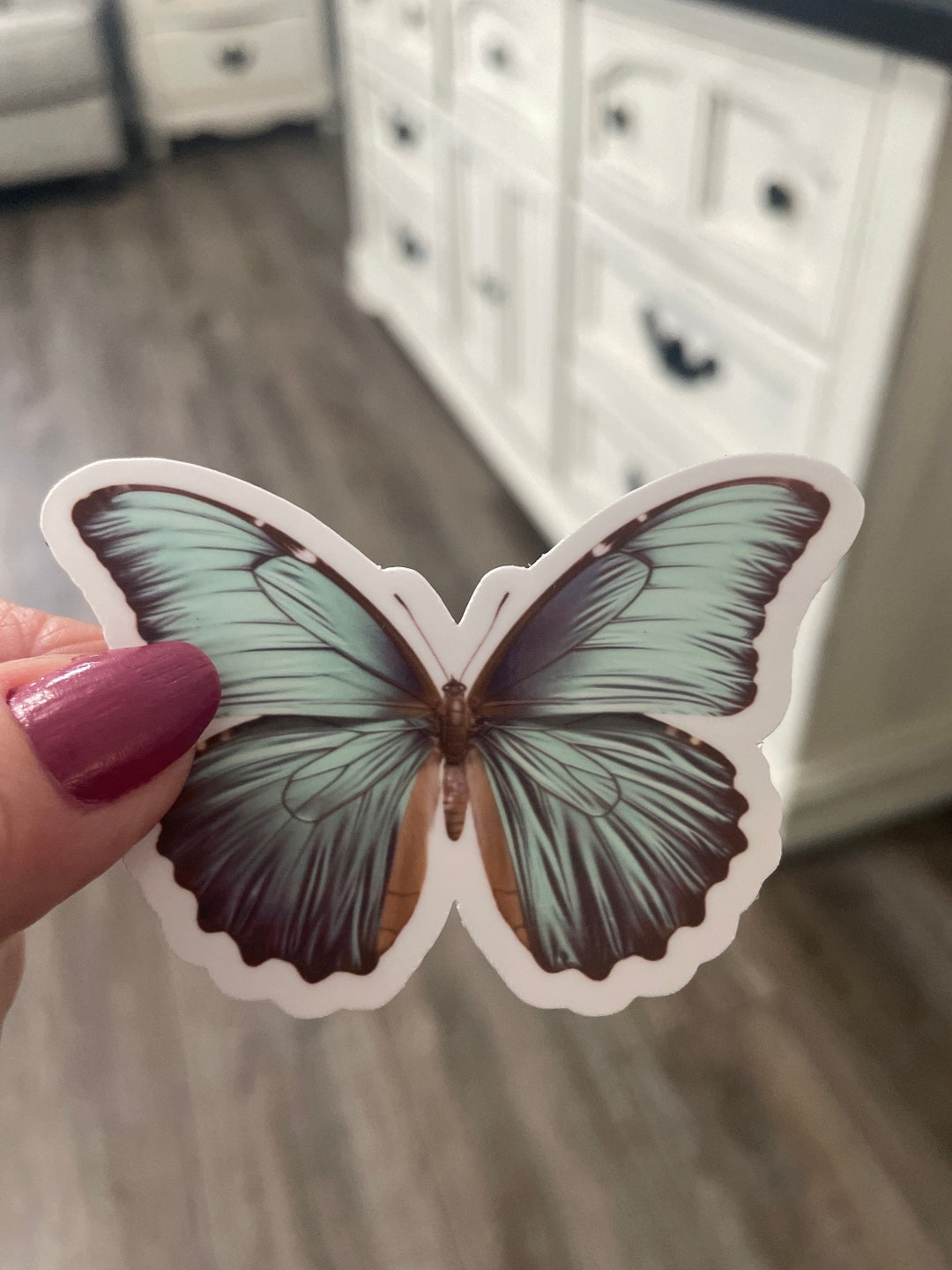 Blue Butterfly Sticker, Pretty Butterfly Laptop Sticker, Butterfly ...