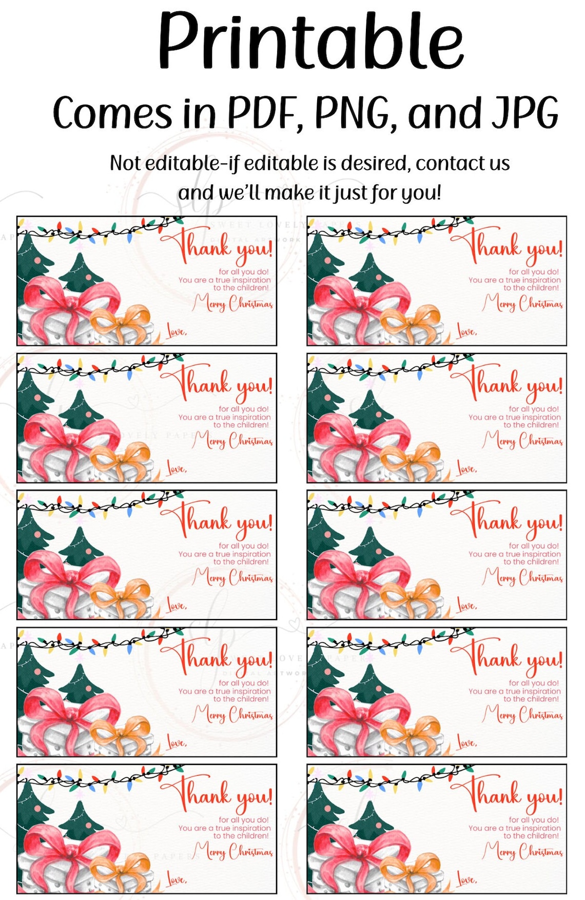 Printable Christmas Teacher Thank You, Thank You Teacher Gift Tags ...