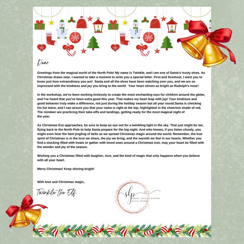 Christmas Elf Letter PDF, Letter From Elf, Elf Letter Christmas Festive ...