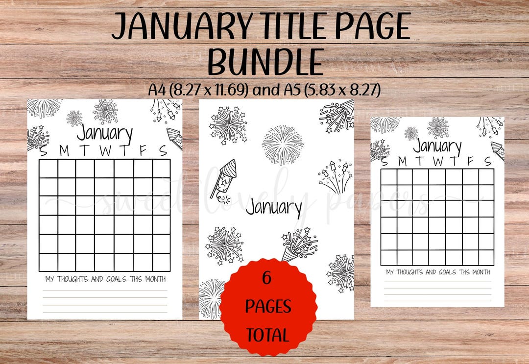 January Title Page PRINTABLE Calendar Printable Title Page Journal ...