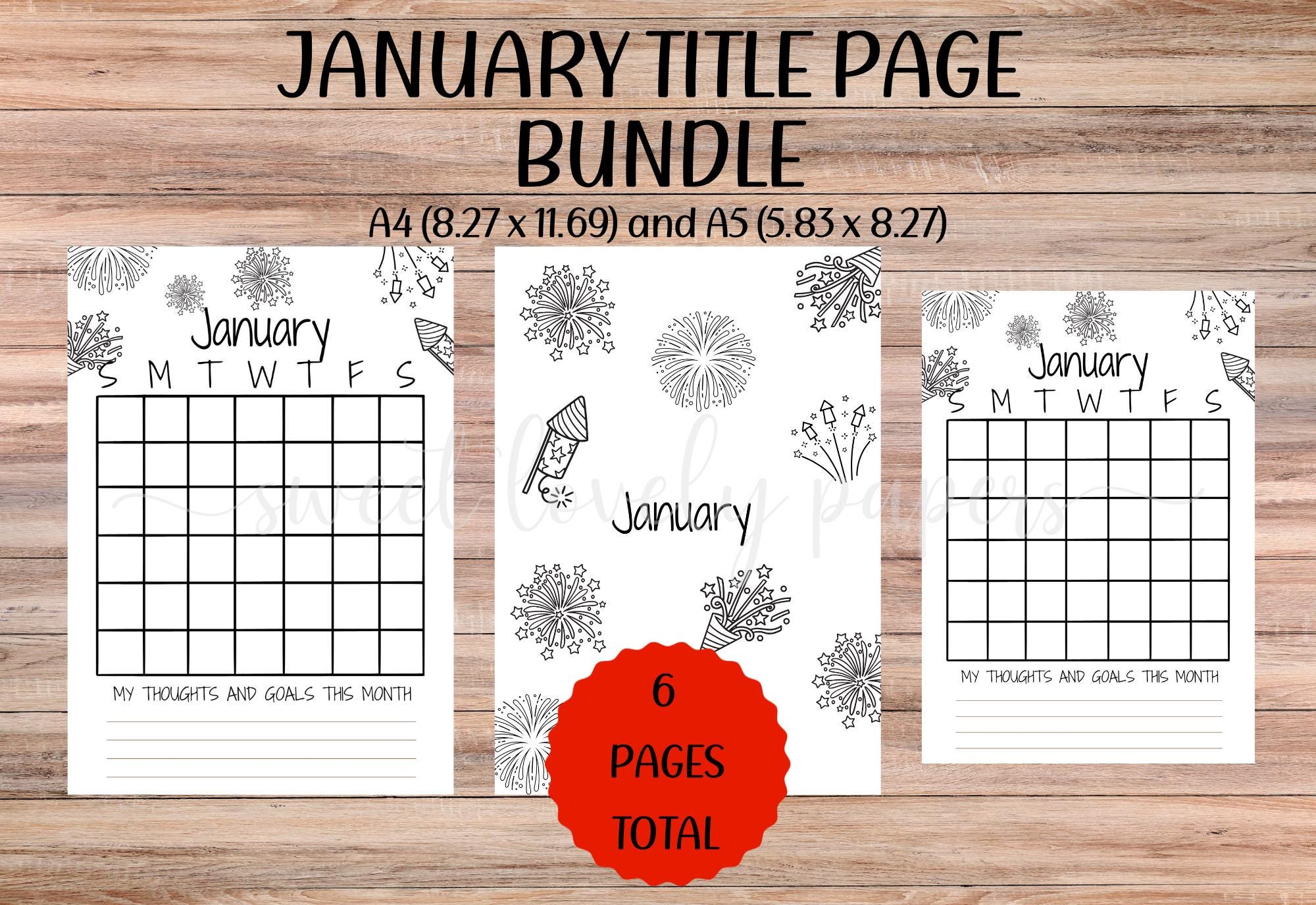 January Title Page PRINTABLE Calendar Printable Title Page Journal ...