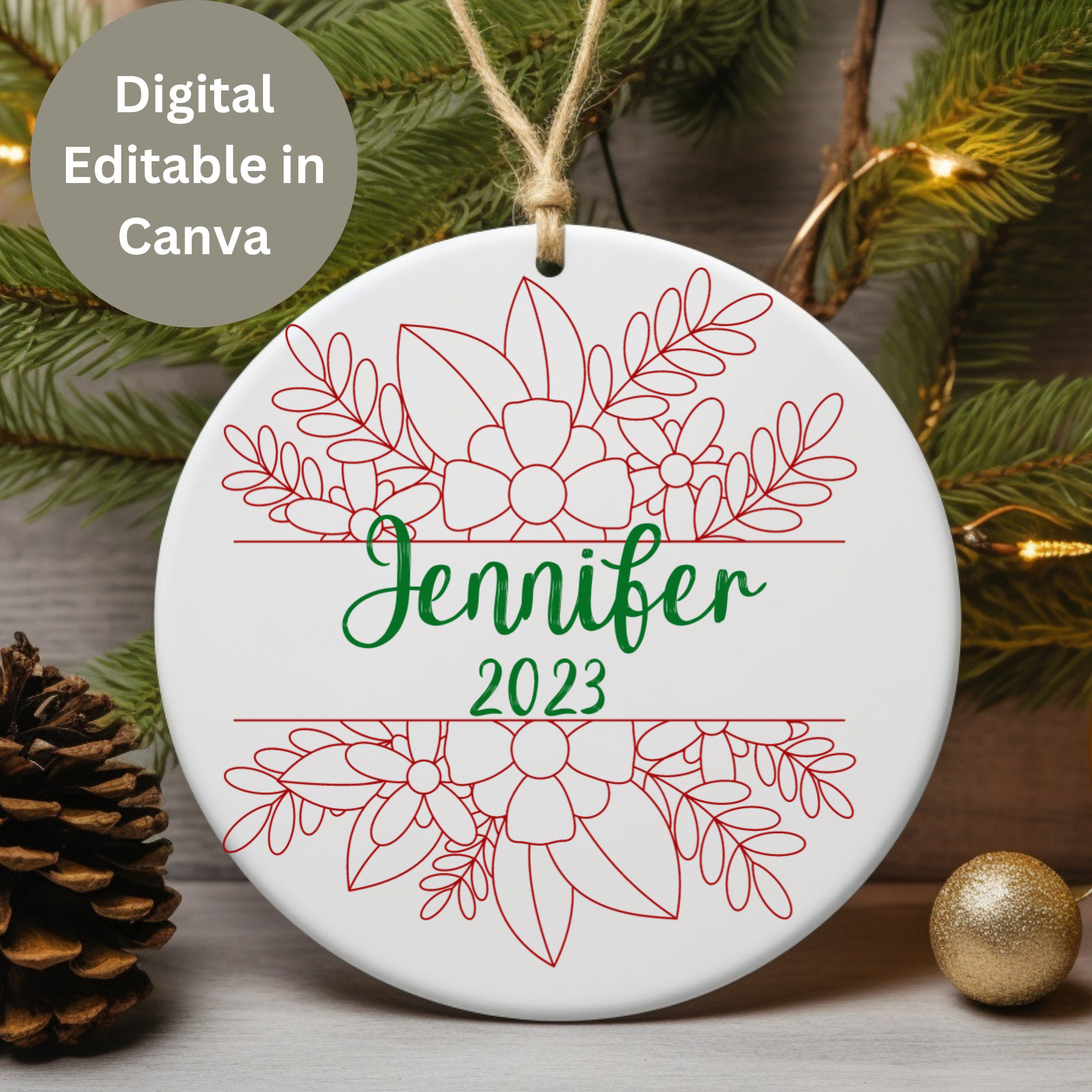 Personalized Name Ornament Editable Christmas Ornament PNG Digital ...