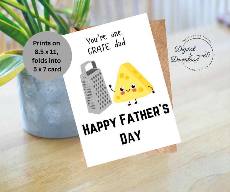 Printable Father's Day Cheesy Dad Card, Funny Fathers Day Card, Dad ...