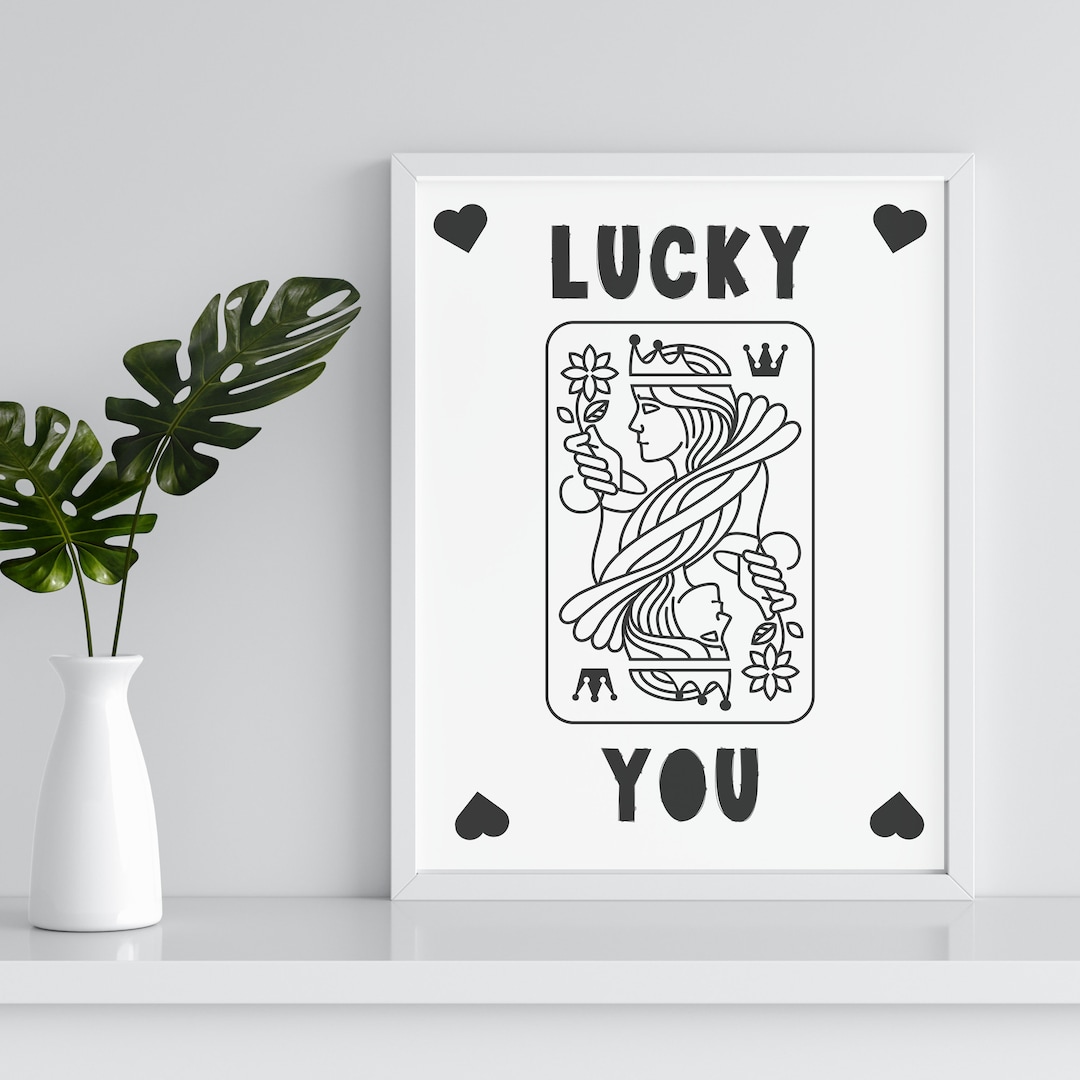 Lucky You Playing Card Print Trendy Wall, Art Prints Retro Bar Decor ...