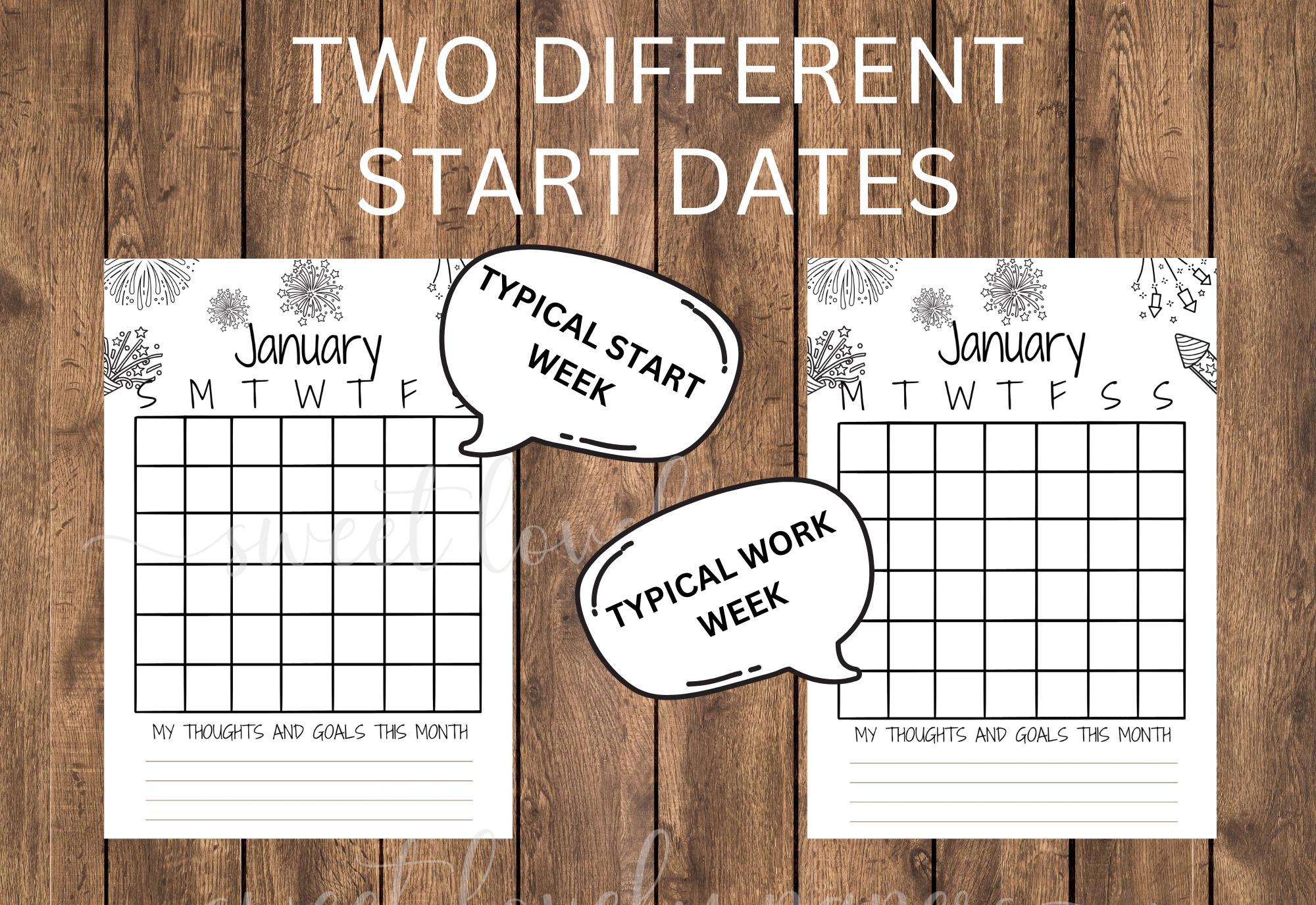 January Title Page PRINTABLE Calendar Printable Title Page Journal ...