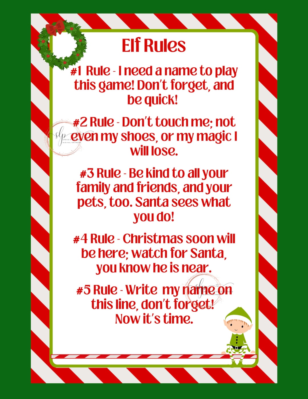 Christmas Elf Printable Rules Pdf Png, Christmas Elf Rules for Child ...