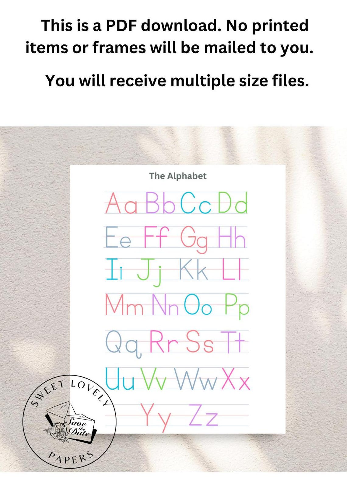 Rainbow Alphabet Poster, Educational Wall Art Printable, Handwriting ...