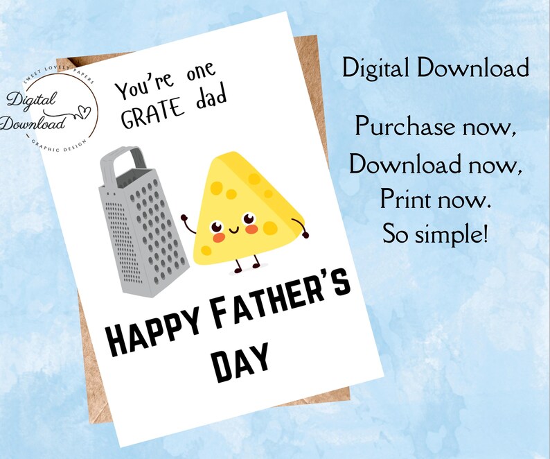 Printable Father's Day Cheesy Dad Card, Funny Fathers Day Card, Dad ...