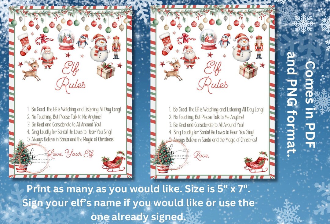 Christmas Elf Printable Rules, Christmas Elf Magic Rules, Christmas ...