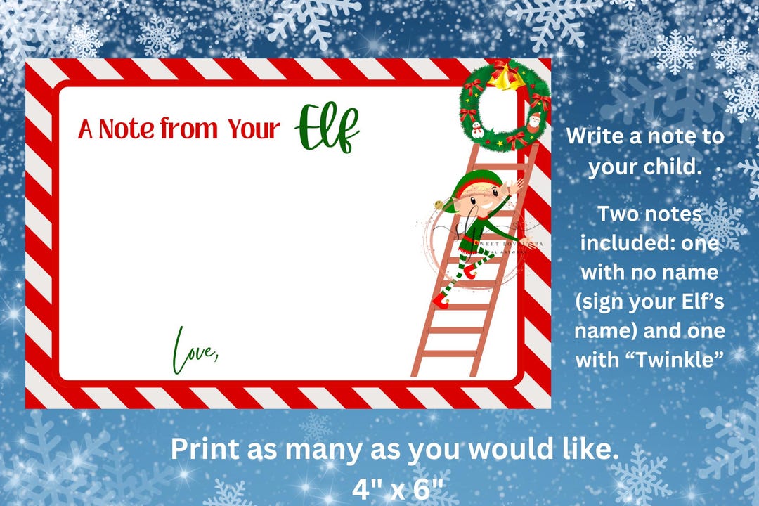 Note From Your Elf Pdf, Christmas Elf Note for Child, Printable ...