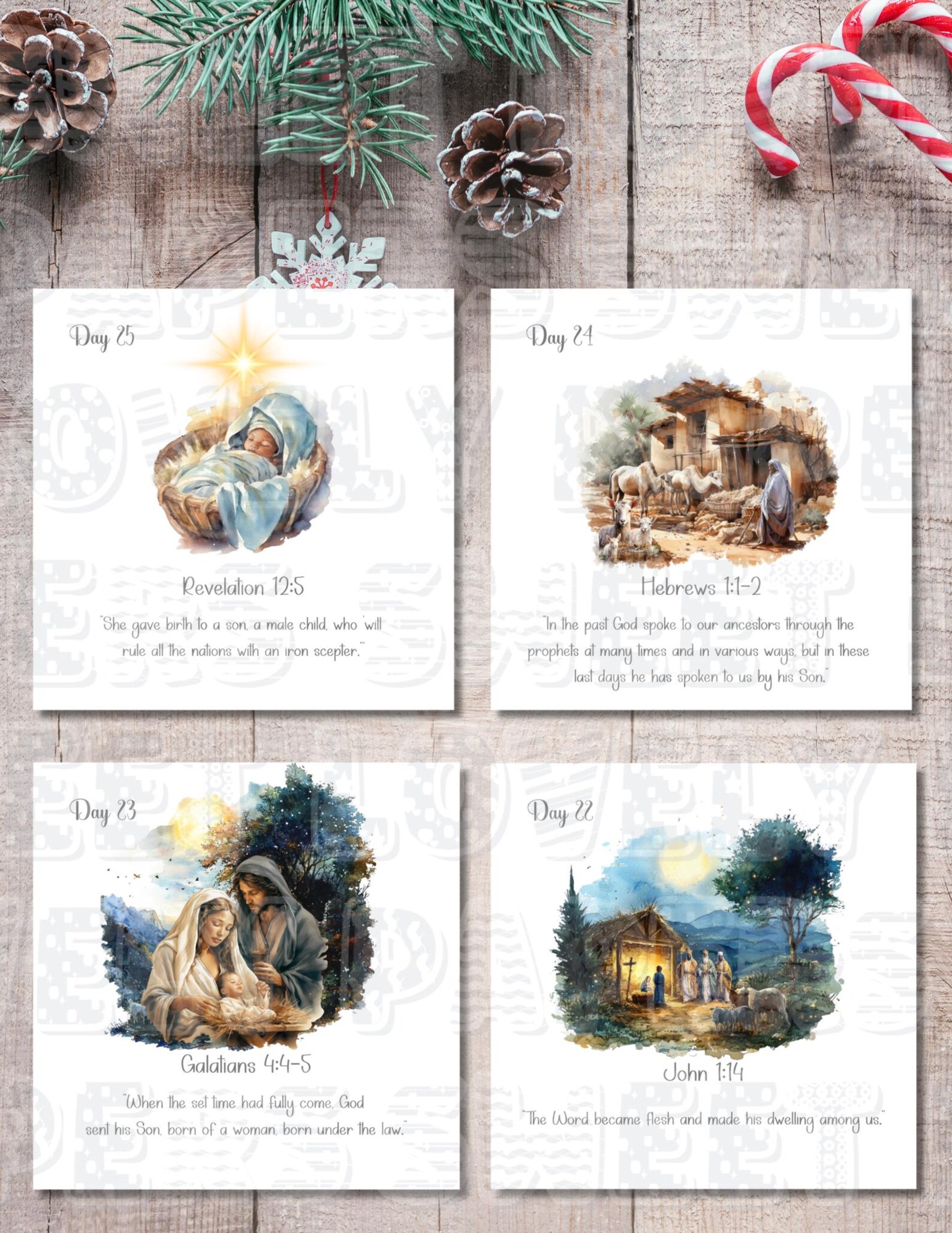 Birth of Jesus Scripture Cards for Kids, Christmas Scripture Cards ...