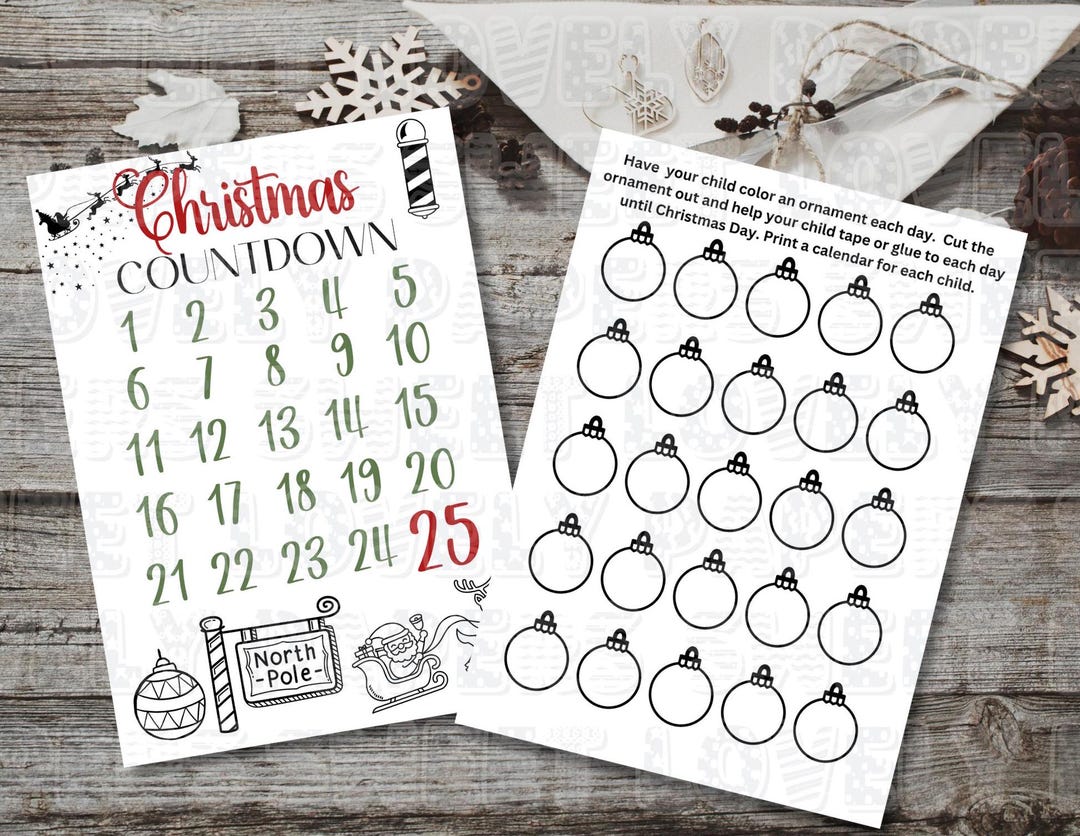 Christmas Countdown Poster Two Sizes Bundle, Countdown to Santa PDF ...