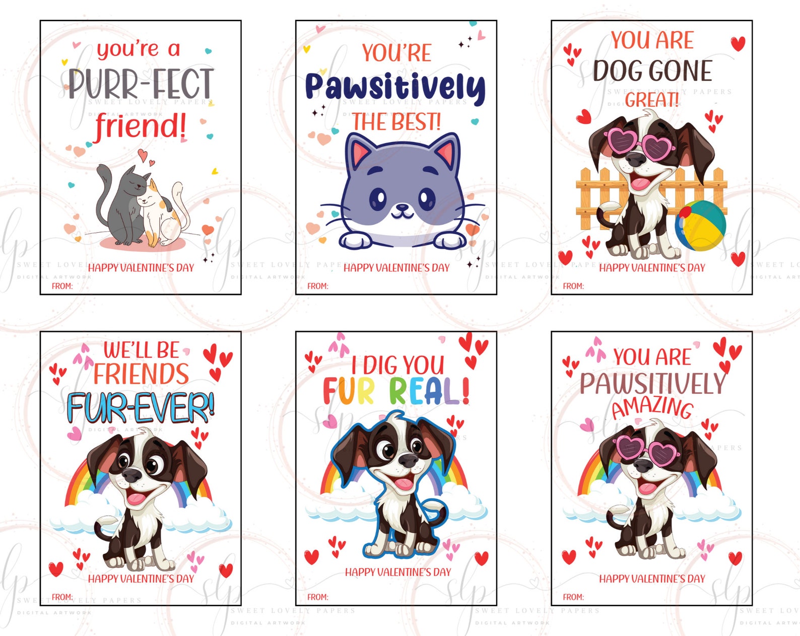 Printable Valentine's Day Cards, Dog Valentine's Gift Tags, Instant ...