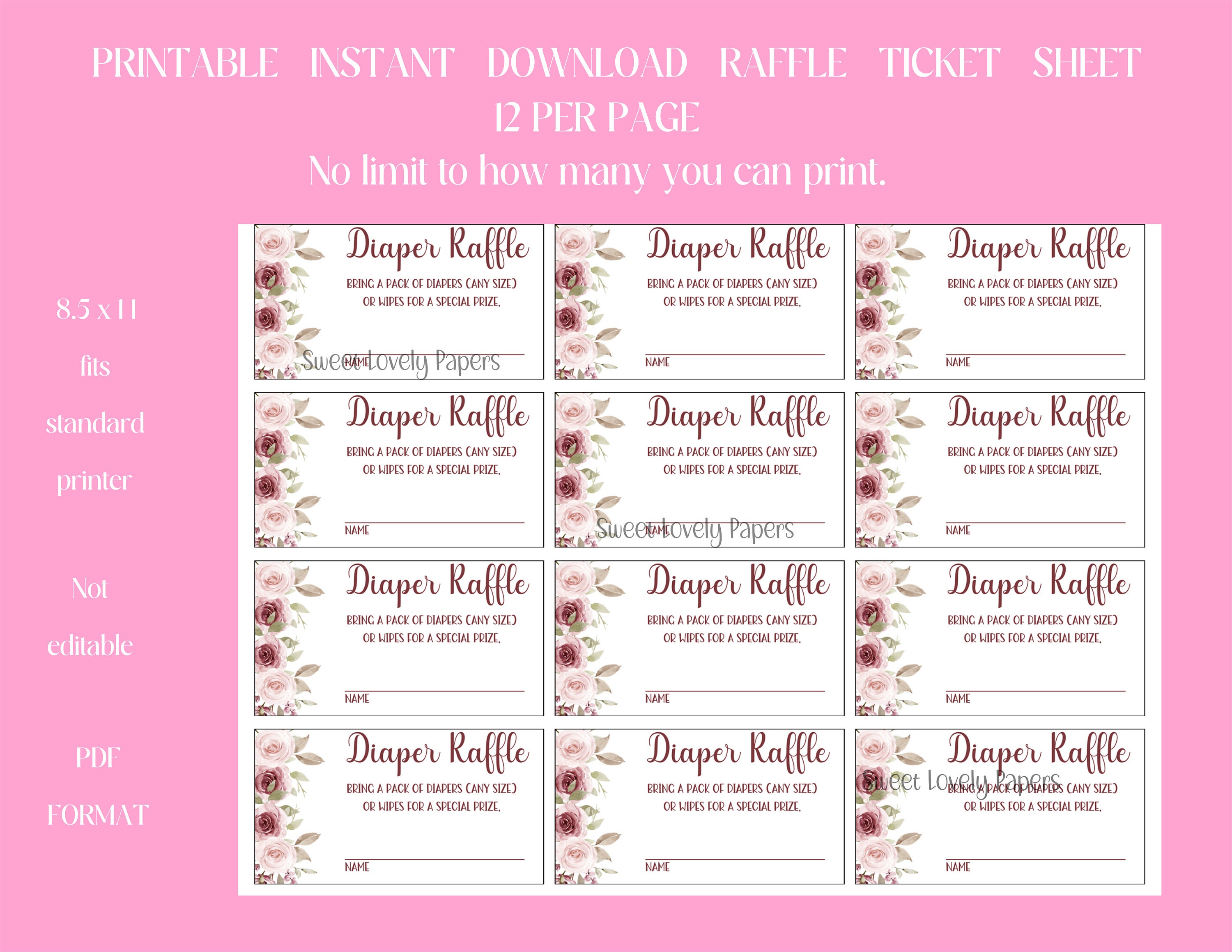 Baby Shower Raffle Ticket Printable Diaper Raffle Ticket PDF - Etsy
