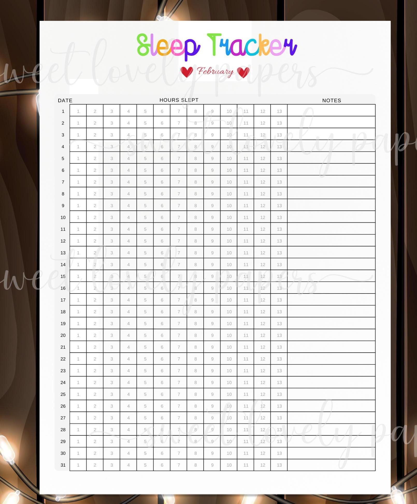 Sleep Tracker 12 Months PRINTABLE Journal Page, Fun Sleep Tracker ...